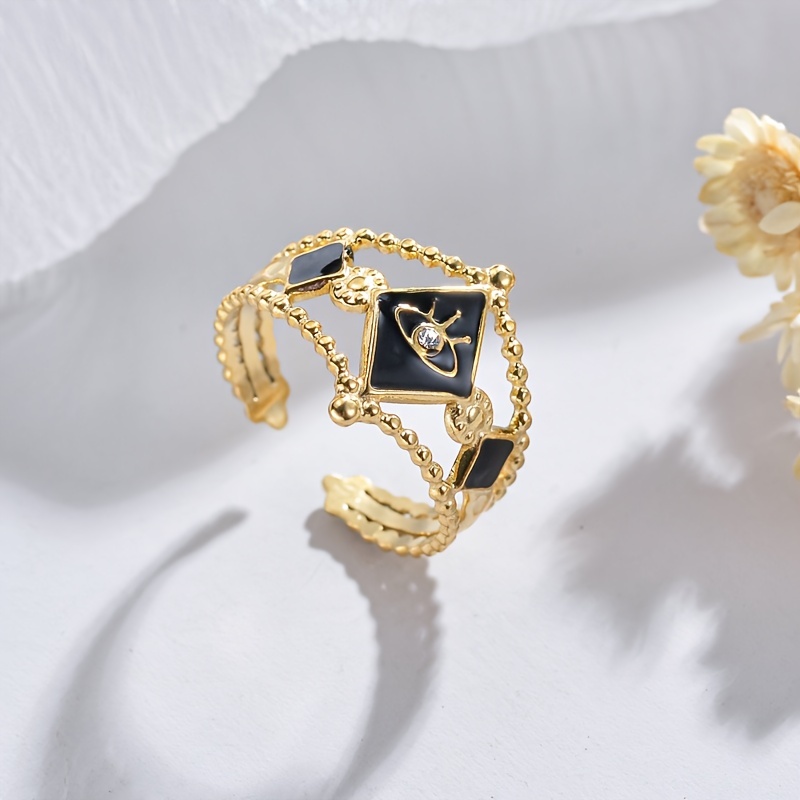 Fashion Enamel Eyes Crown Stainless Steel Ring Non fading - Temu United ...