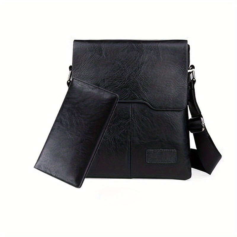 Vintage Flap Square Messenger Bag Simple Solid Color Multi Pocket ...