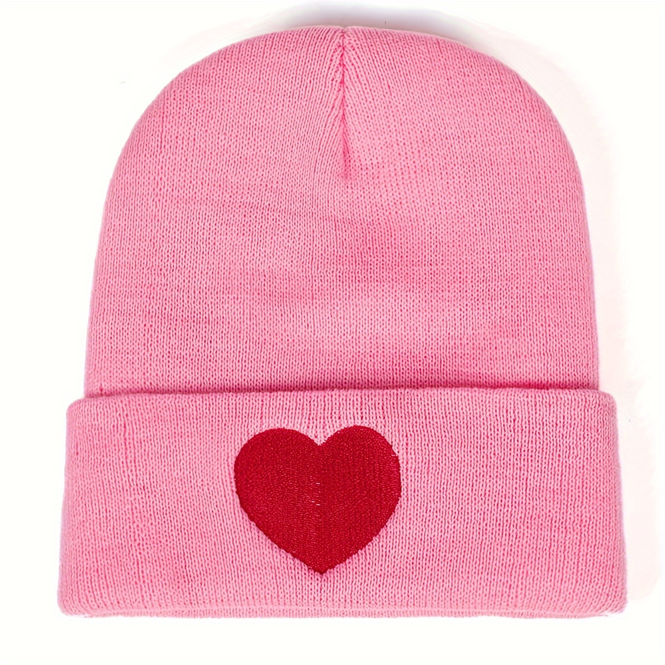 Red Heart Graphic Beanie Elastic Casual Knit Hats - Temu Canada