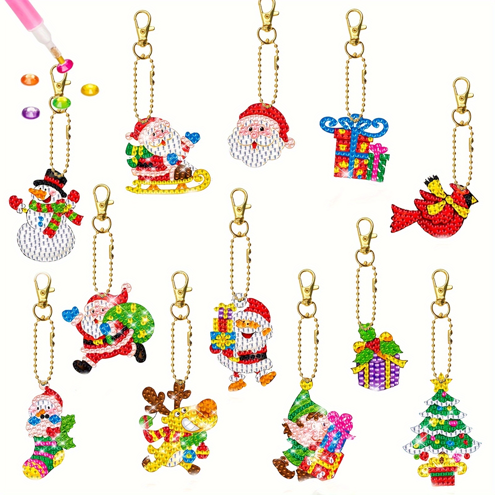 Diy Diamond Keychain Christmas Series Sticker Diamond Cross - Temu Canada