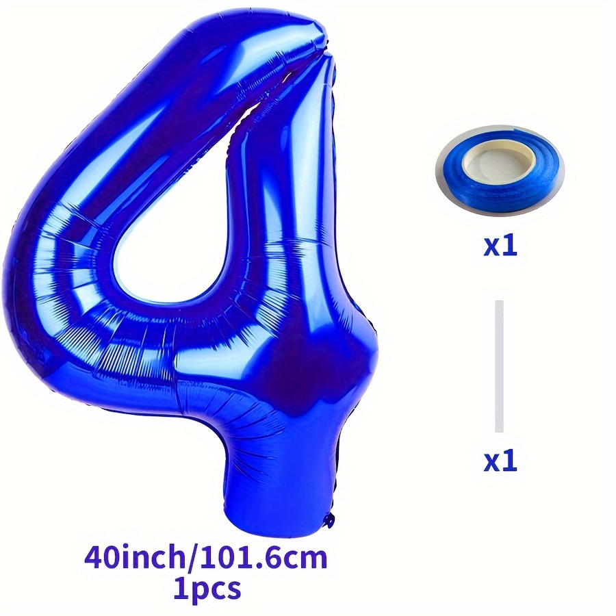 1pc 40 Inch Royal Blue Number Aluminum Film Balloons Individually ...