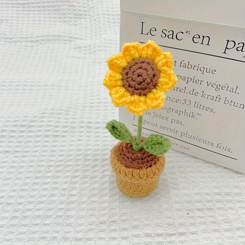 Artificial Flower Mini Crochet Flower Pot Knitted Tulip - Temu New Zealand