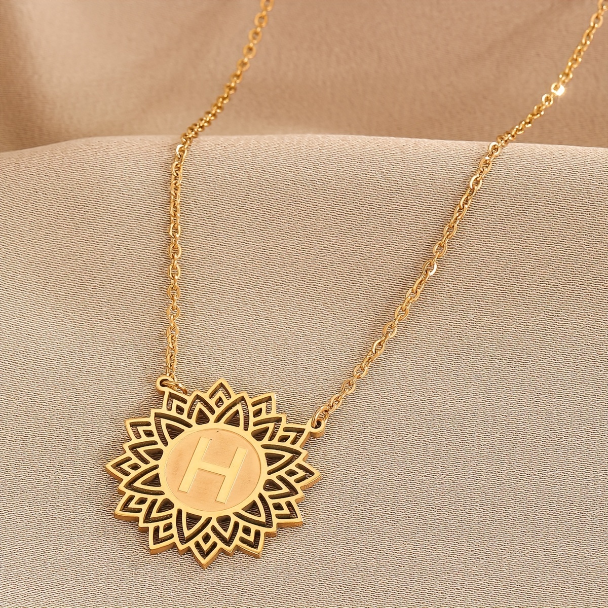 Stainless Steel 26 Letters A z Necklace Men Yoga Lotus - Temu United ...