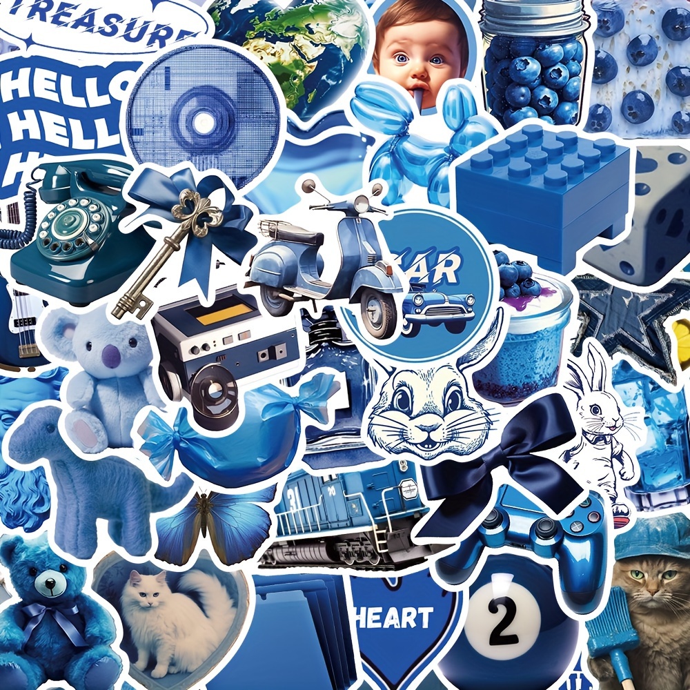 Cartoon Dark Blue Stickers Decorated Diary Notebook Graffiti - Temu Ireland