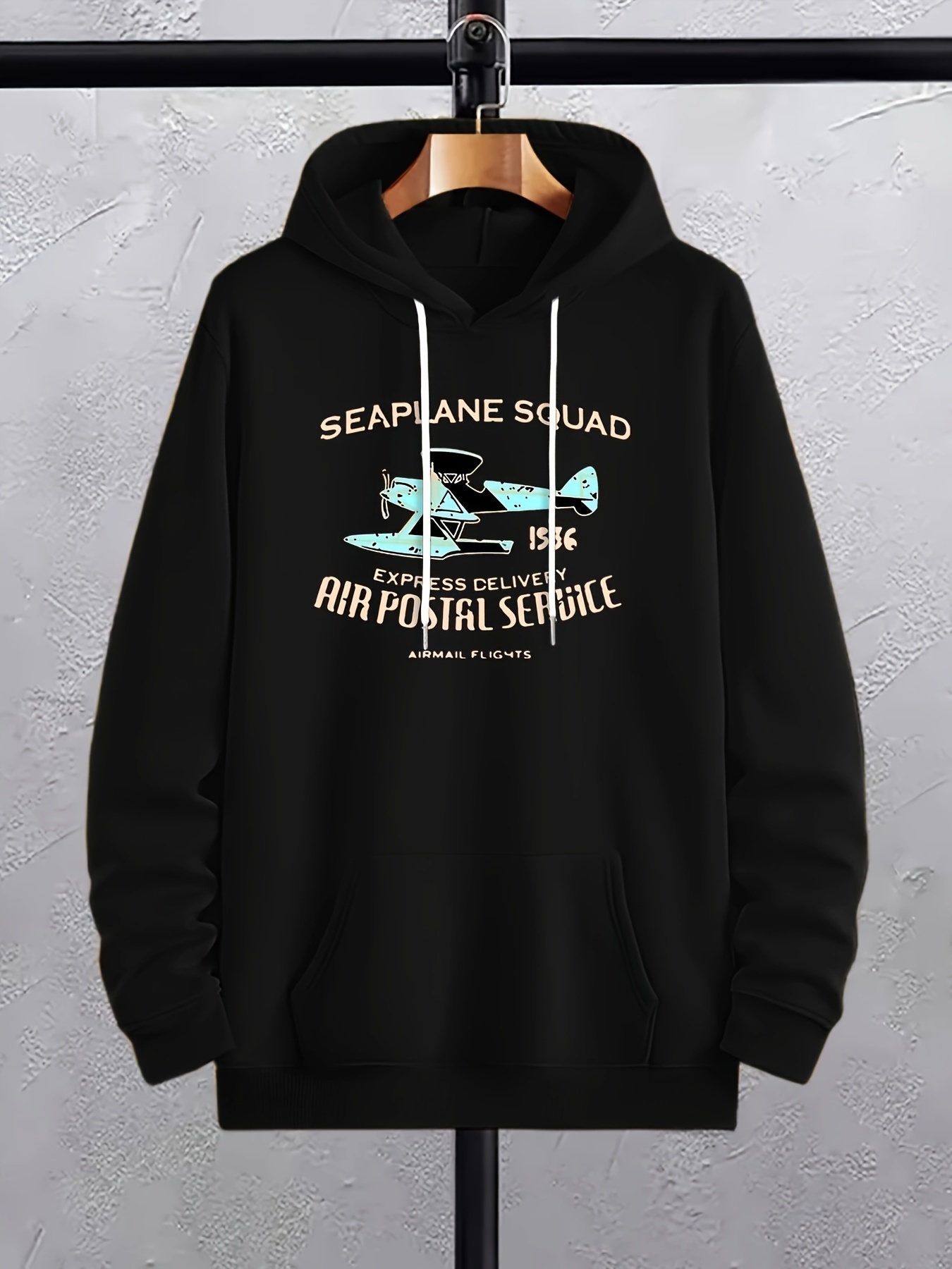 Plus Size Men's Hoodies Airplane Print Hooded Sweatshirt - Temu New Zealand