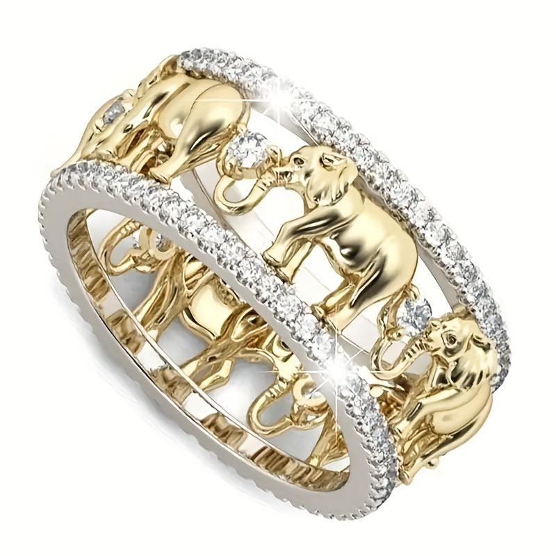 Trendy Elephant Shiny Ring Animal Totem Ring Holiday Gift - Temu United ...
