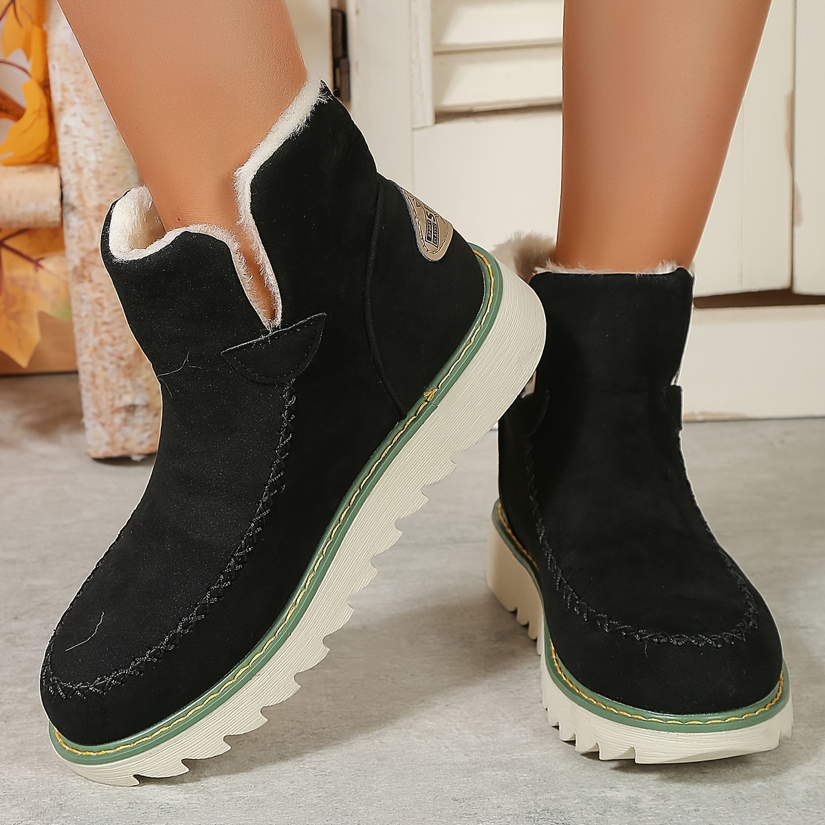 Platform Snow Boots Women s Casual Slip Plush Lined Winter - Temu Australia