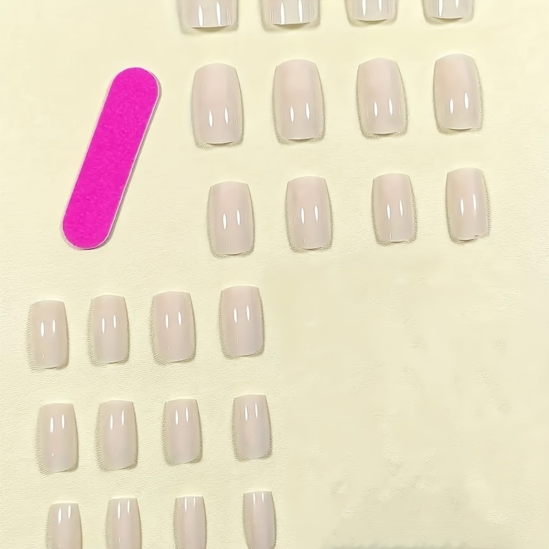 Glossy Short Square Fake Nails Pure White Press On Nails Temu Latvia