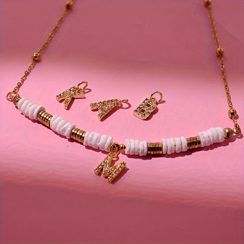 Golden Letter White Shell Sheets Decor Pendant Necklace - Temu United ...