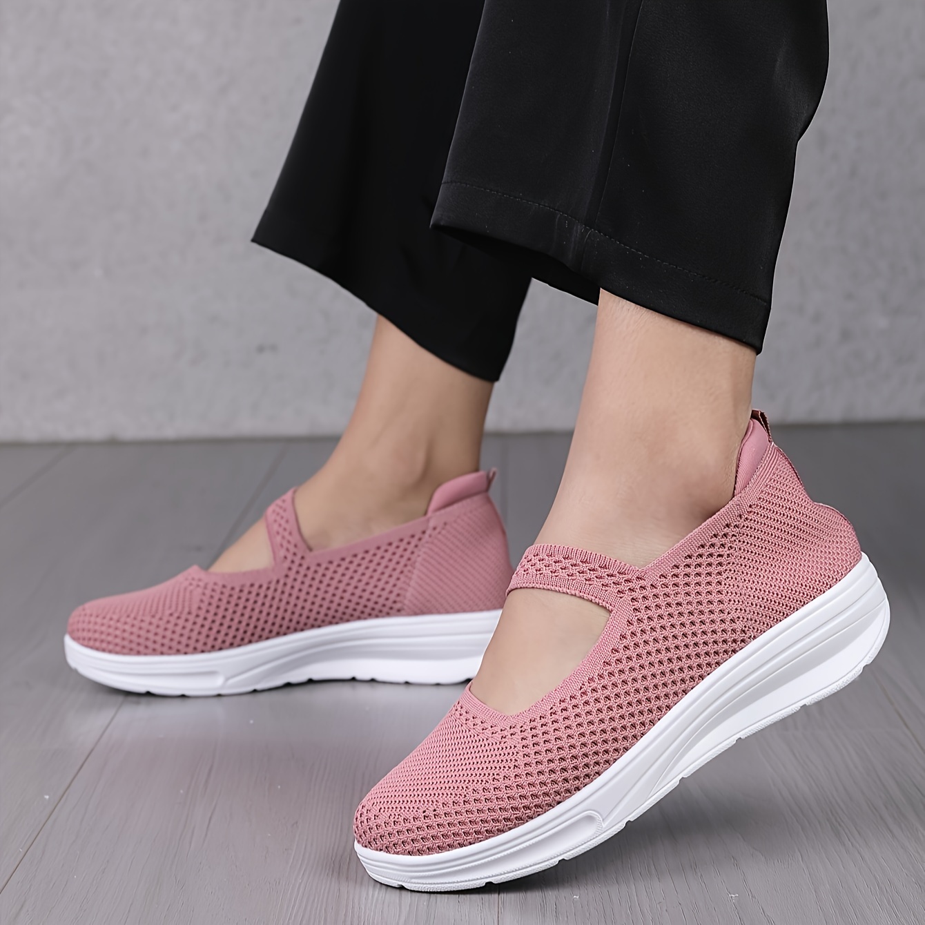 Womens Breathable Walking Shoes Solid Color Soft Sole Slip - Temu Canada