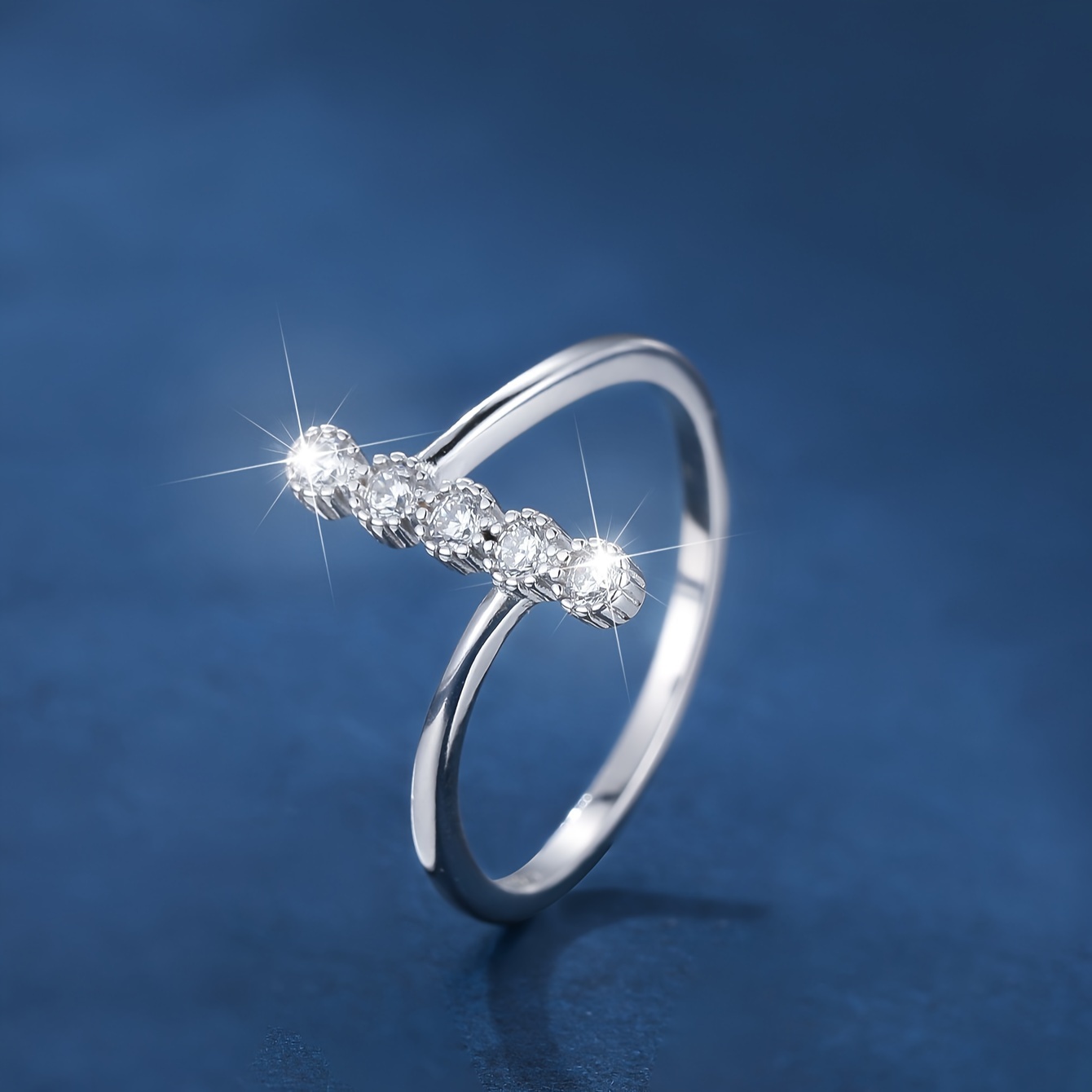 925 Sterling Silver Ring Paved A Line Shining Zirconia - Temu United ...