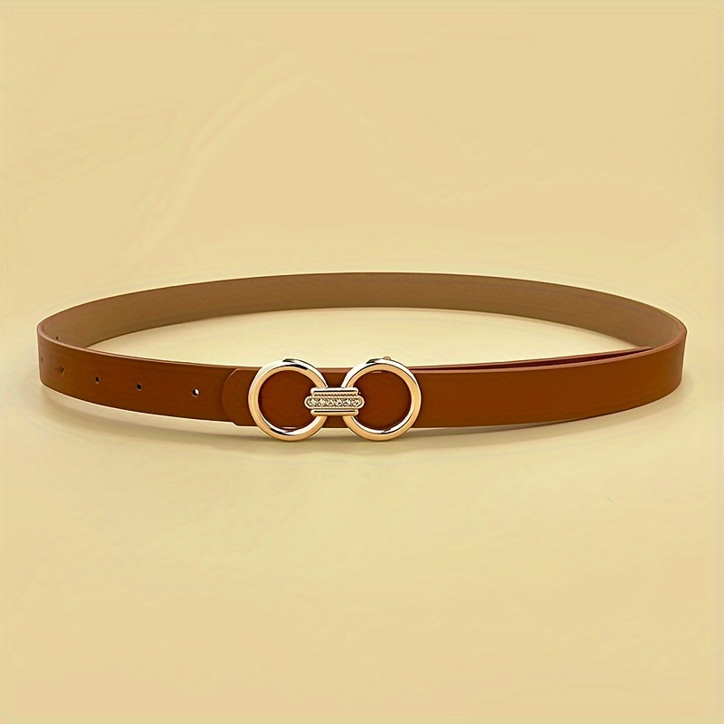 8 Shaped Buckle Belts Classic Solid Color Pu Waistband - Temu Denmark