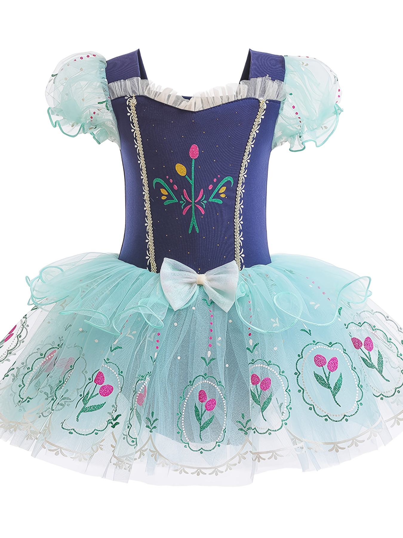 Girls Sweet Puff Short Sleeve Sequin Ballet Tutu Dress Party - Temu ...