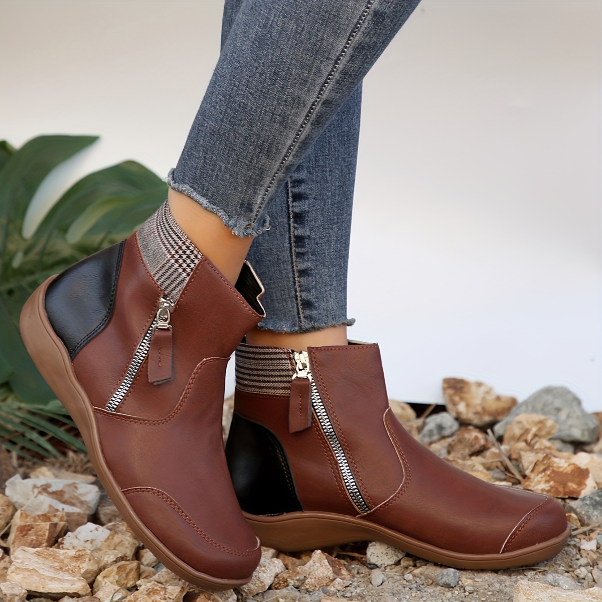 Simple Short Boots Women s Casual Side Zipper Ankle Boots - Temu Australia
