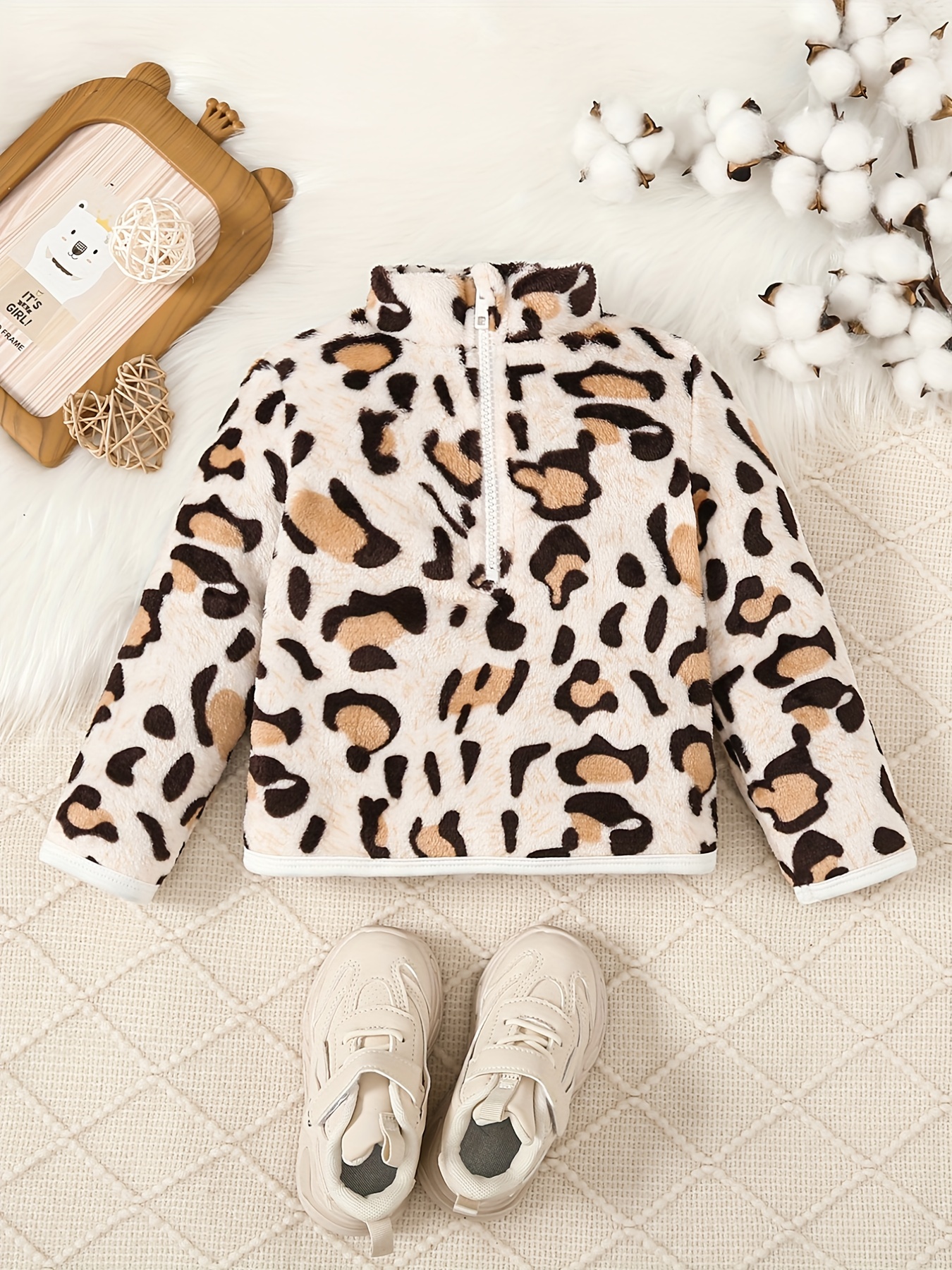 Fleece Casual Polyester High Neck Leopard None Slight - Temu New Zealand