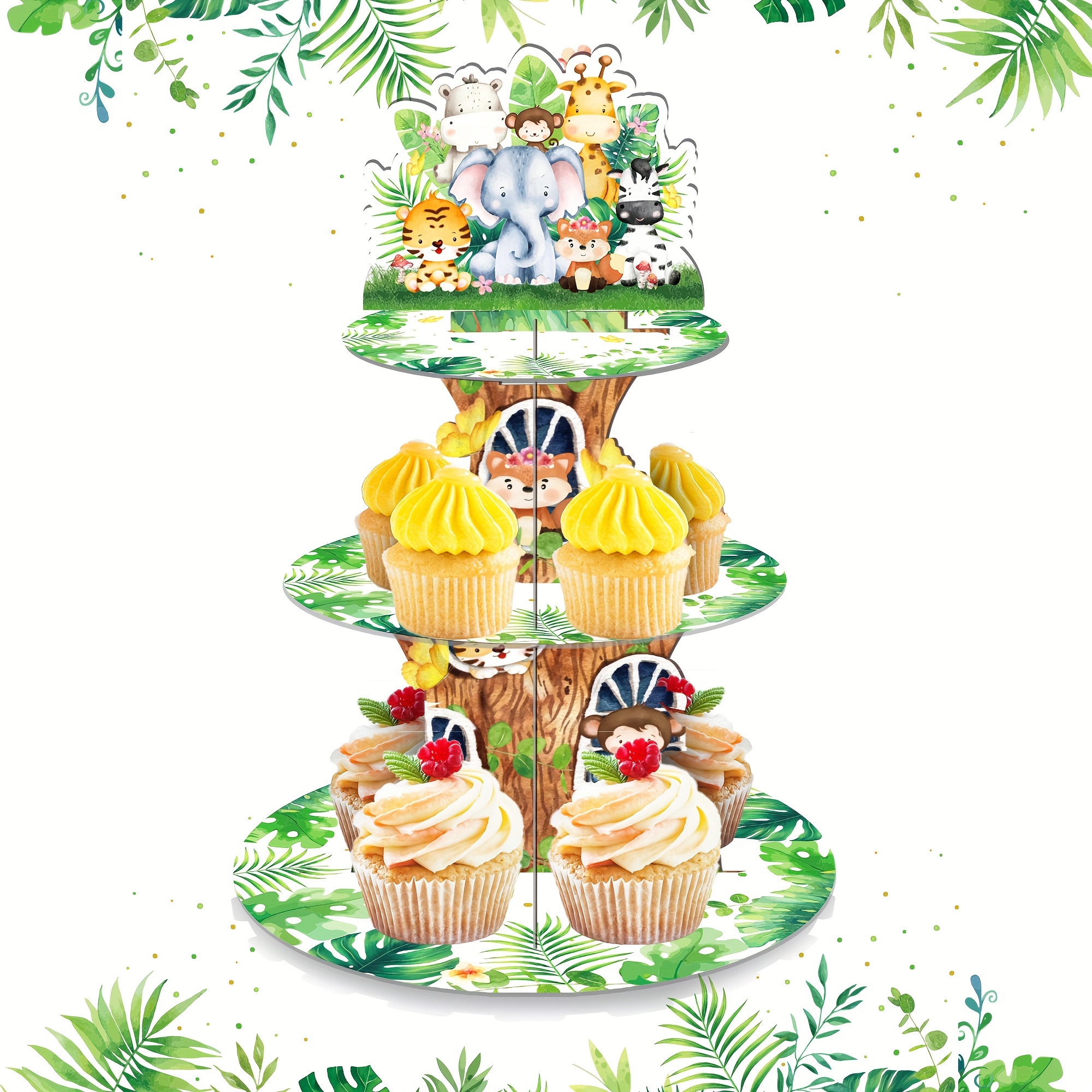 Wild Animals Cake Stand Jungle Theme Birthday Party - Temu Canada