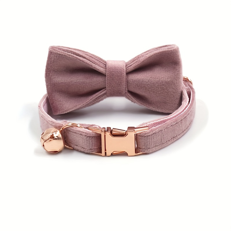 Cat Collar Soft Velvet Cat Bow Tie Collar Bell Breakaway - Temu New Zealand