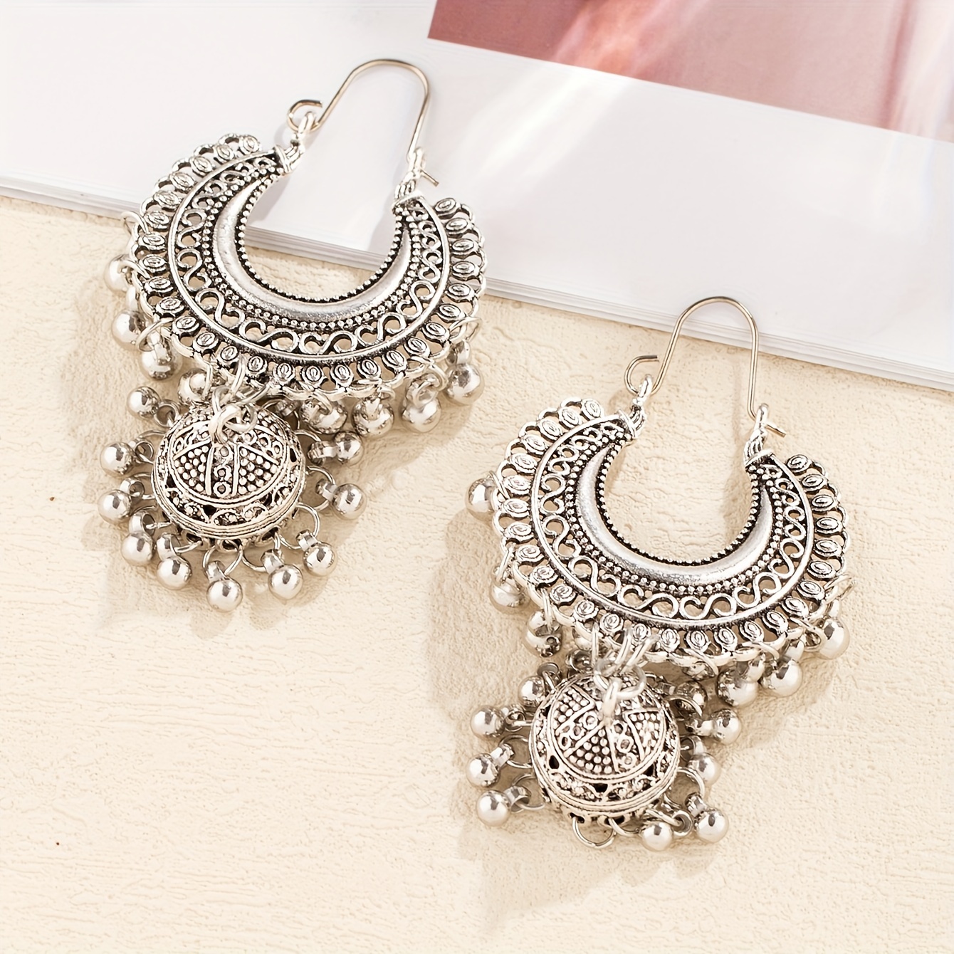 Vintage Bollywood Style Golden Bell Design Dangle Earrings - Temu ...