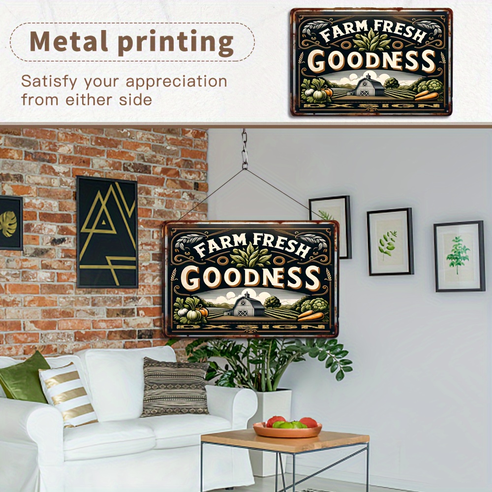 Rustic Farmhouse Metal Tin Sign 'farm Fresh Goodness' - Temu