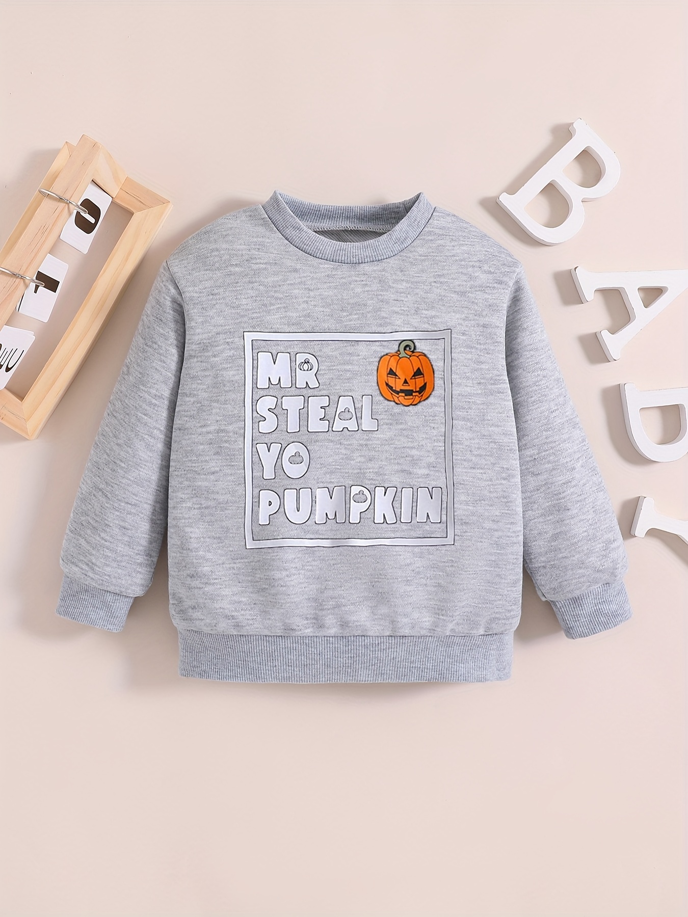 Baby Boy Halloween Sweatshirt Kids Pumpkin Letters Print - Temu New Zealand
