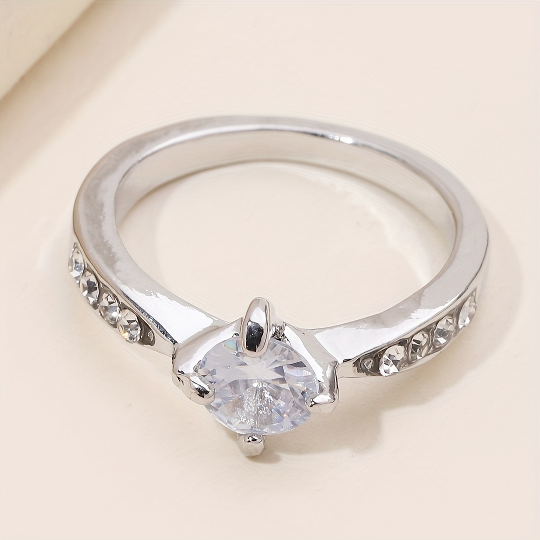 Silvery Color Set White Cubic Zirconia Ring - Temu Ireland