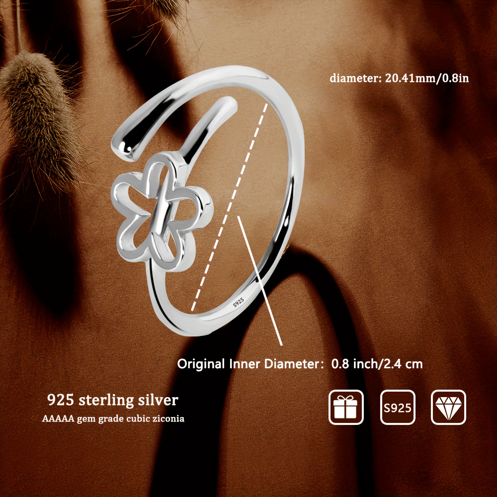 925 Sterling Silver Flower Shape Ring Gift Valentine Gift - Temu Denmark