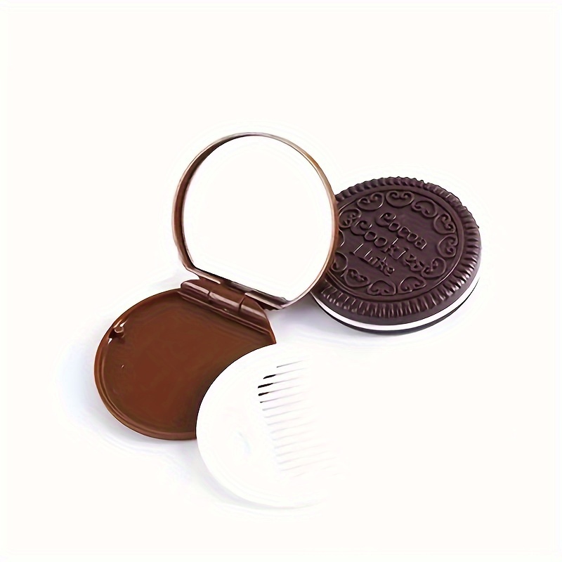 Cute Cookie Shaped Folding Compact Mirror Comb Portable - Temu United