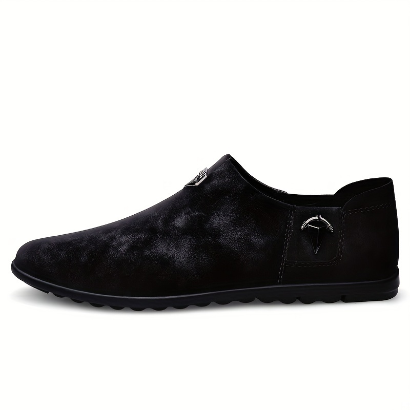 Mens Trendy No Tie Lace Free Slip On Faux Leather Loafers Smart Casual
