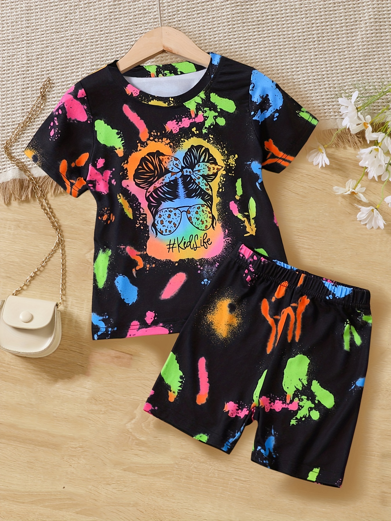 Toddler Girls Splash Ink Graphic T shirts Casual Round Neck - Temu Ireland