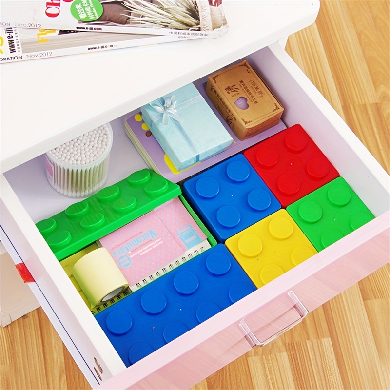 Stackable Plastic Storage Box Building Blocks Stationery - Temu