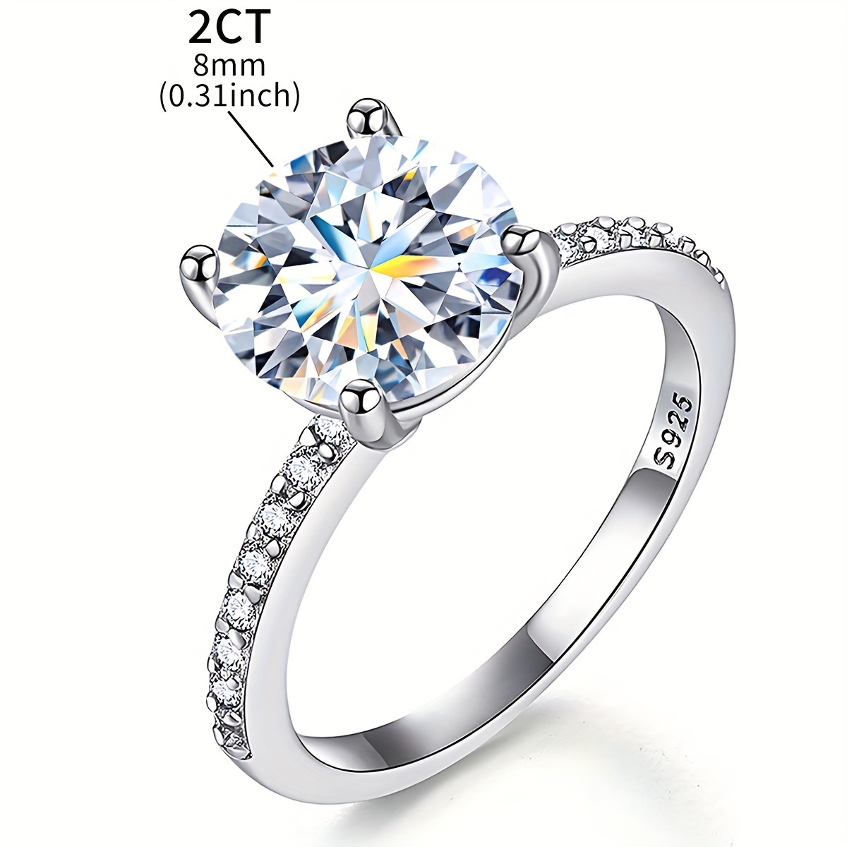 Moissanite Promise Ring 925 Sterling Silver Symbol Beauty - Temu United Kingdom