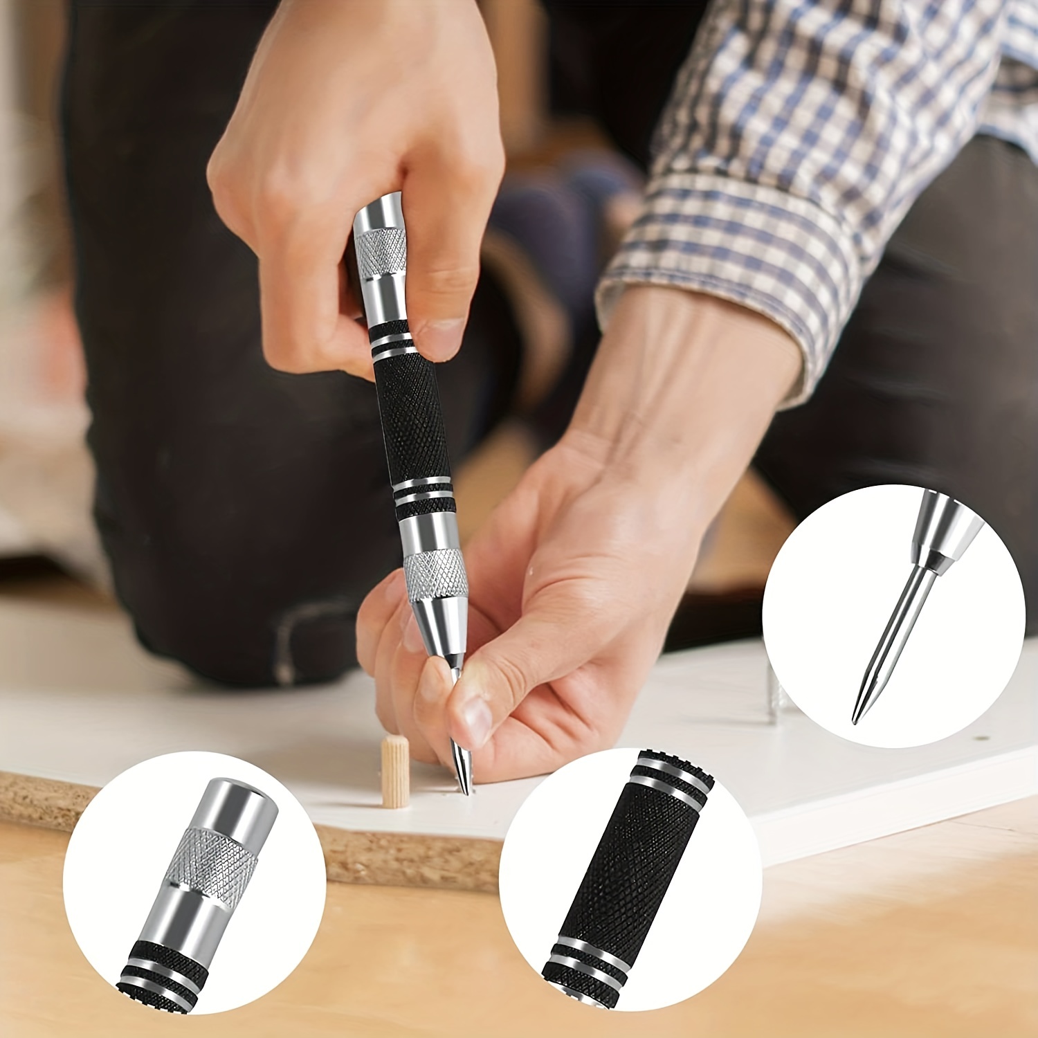 Spring Loaded Tension Center Punch Automatic Center Hole - Temu