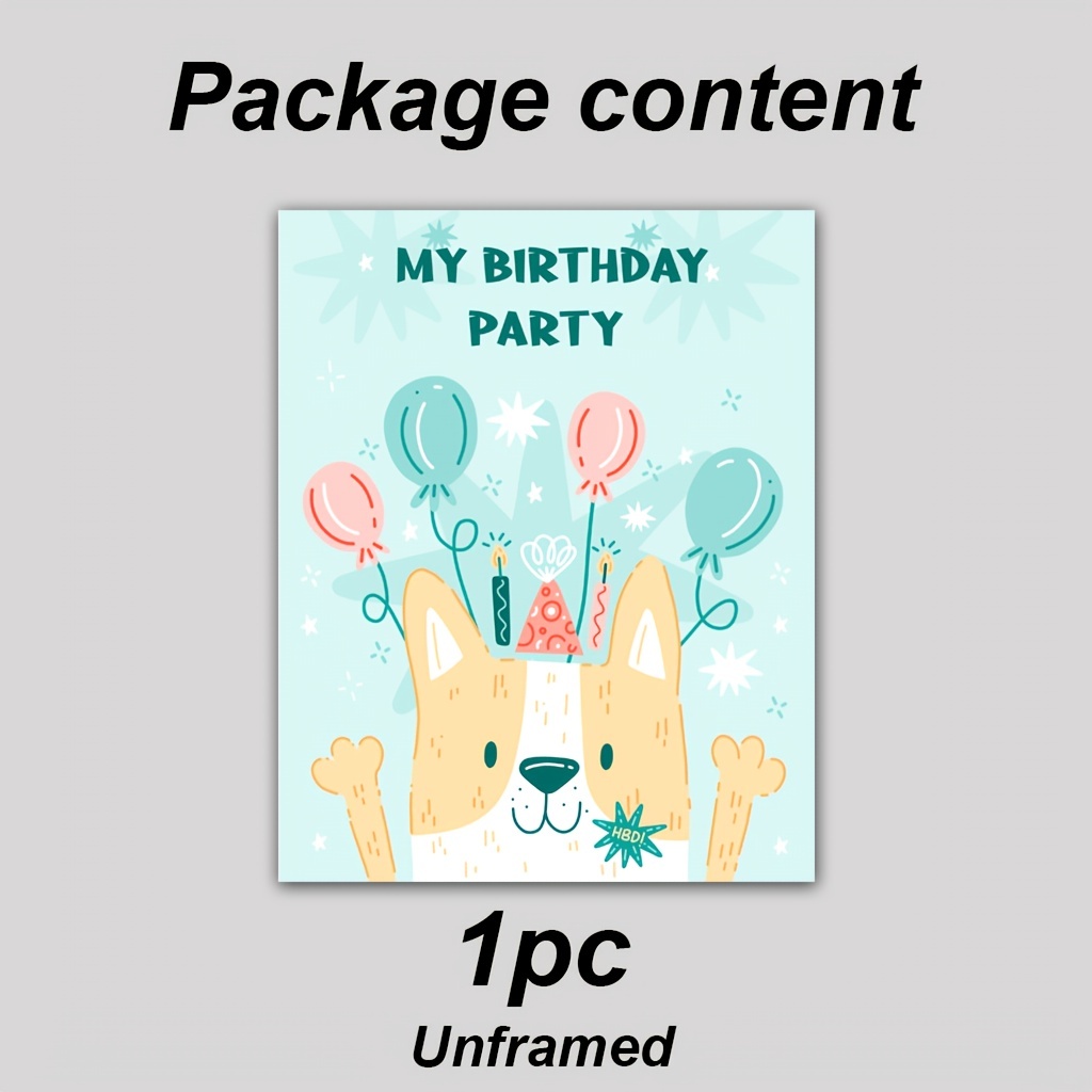 My Birthday Party Poster Cute Dog Birthday Party Decor Happy Birthday ...