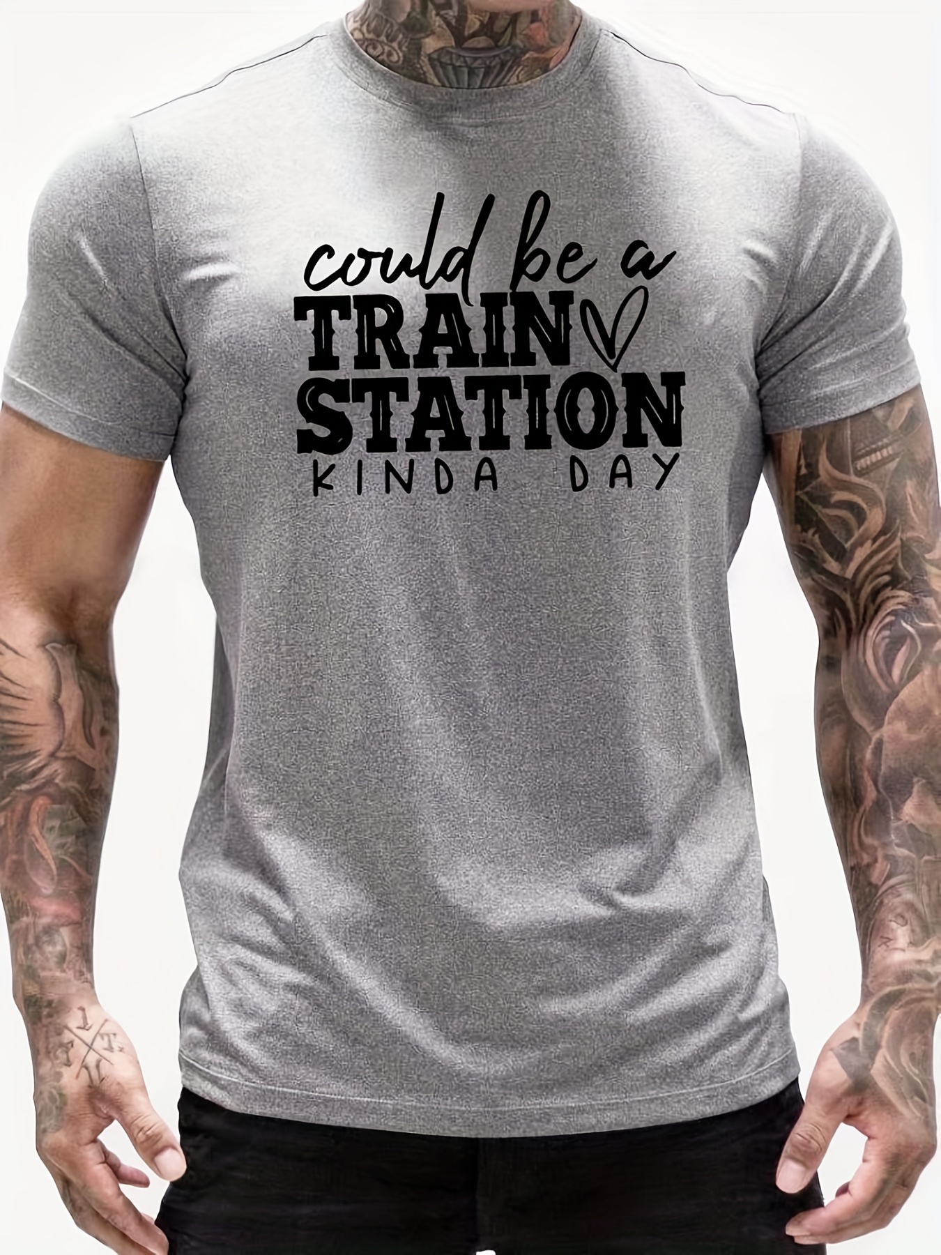 Plus Size Train Station Men's Casual Trendy Graphic Print - Temu Canada