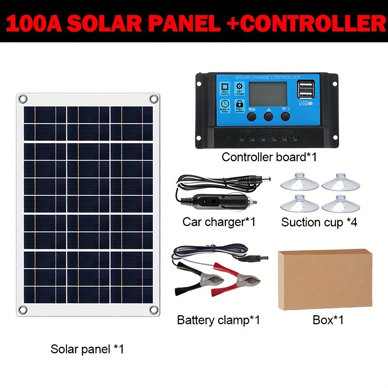 Solar Panel Kit Complete 12v Usb 10 60a Controller Solar - Temu New Zealand