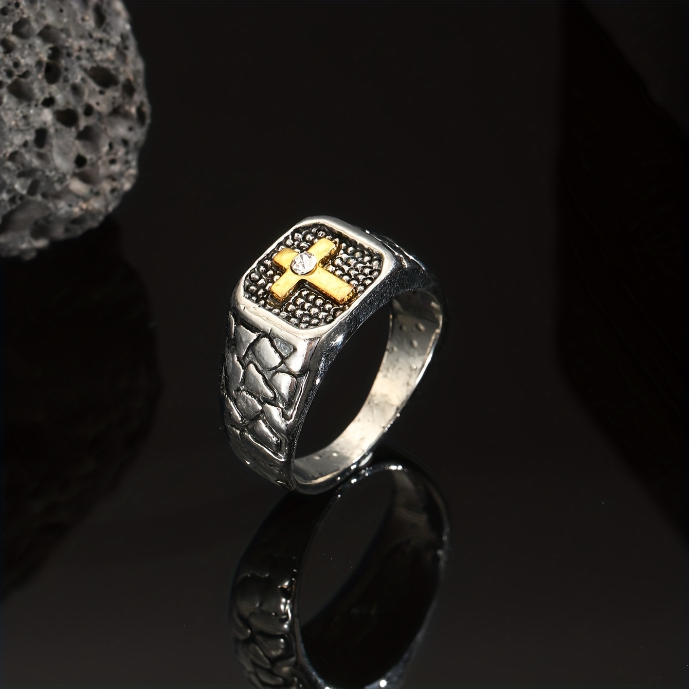 Men's Retro Cool Cross Ring, Suitable For Daily Wear For Gift - Temu ...