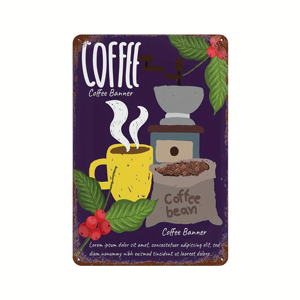 Coffee Shop Hot Coffee Vintage Metal Tin Sign Poster Home - Temu Canada