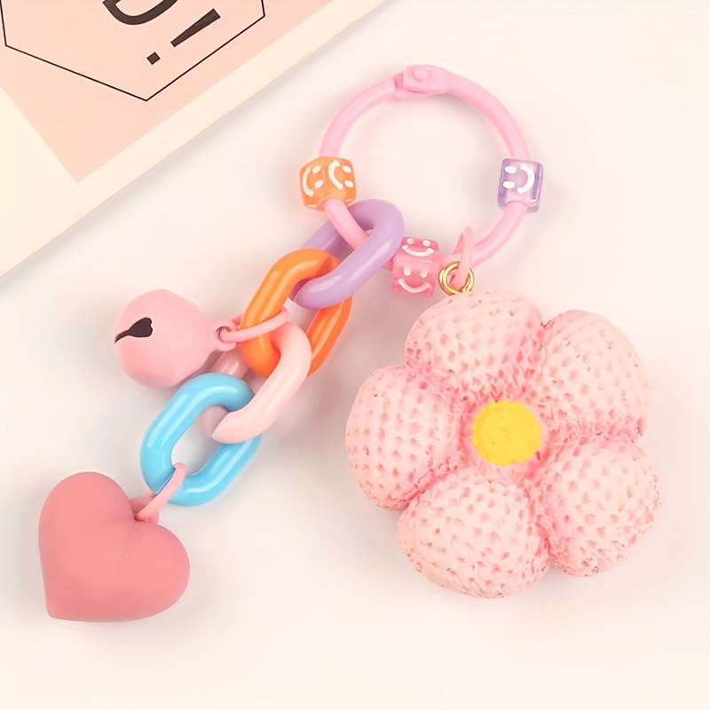 Flower Keychain Car Ornament Accessories Acrylic Chain - Temu Australia