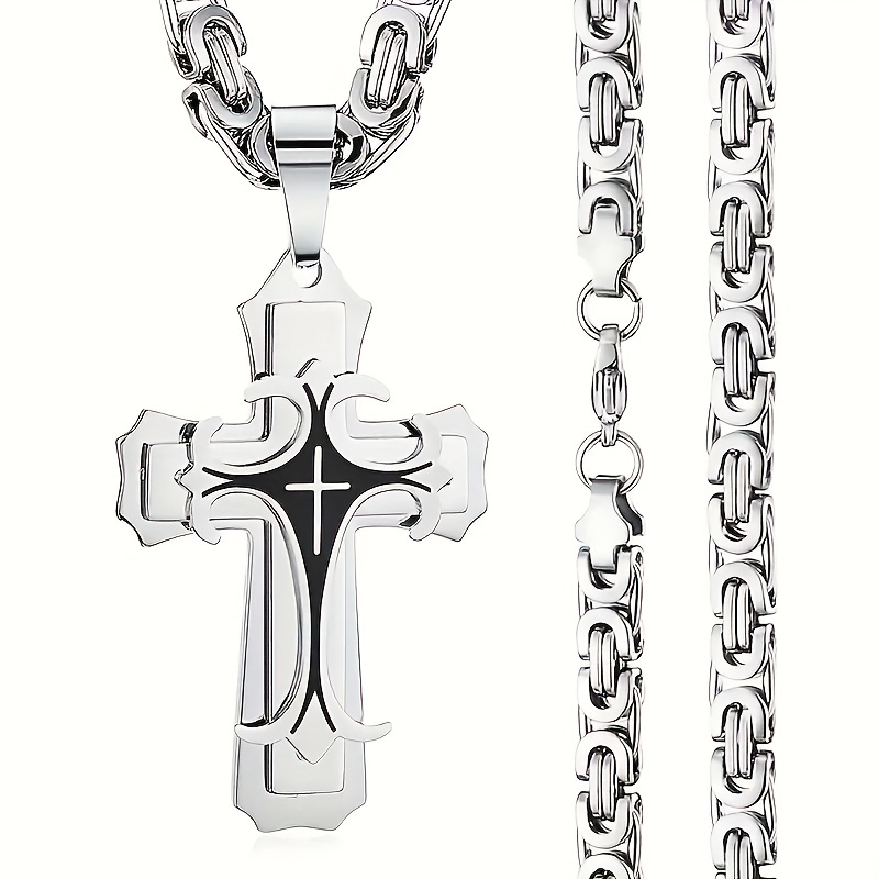 Men's Cross Pendant Titanium Steel Chain Necklace - Temu United Kingdom