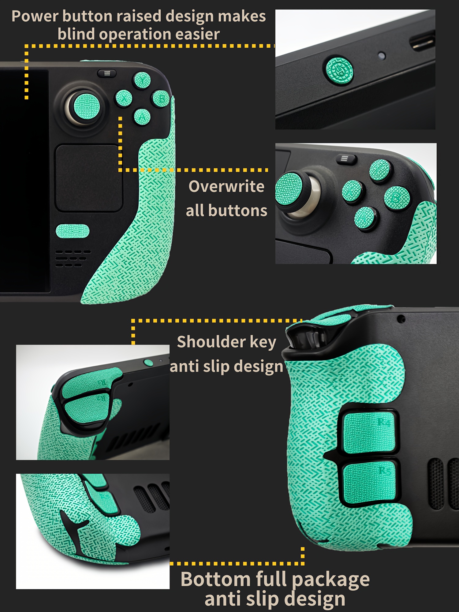 Controller Grip Steam Deck Textured Skin Kit Steam Deck Anti - Temu