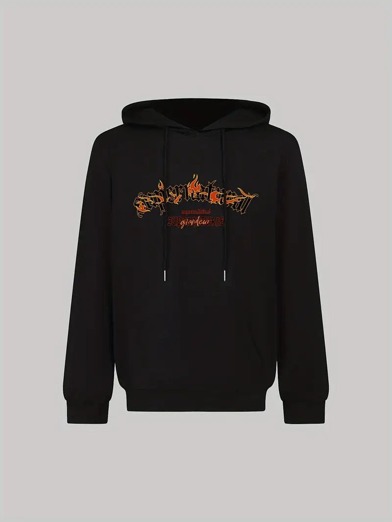 Burning Letters Print Hoodies For Men Graphic Hoodie Comfy Temu Australia