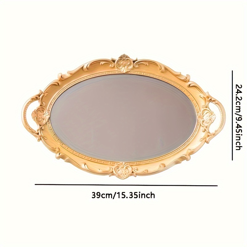 Nordic Style Golden Mirror Tray Bathroom Cosmetic Display - Temu Canada