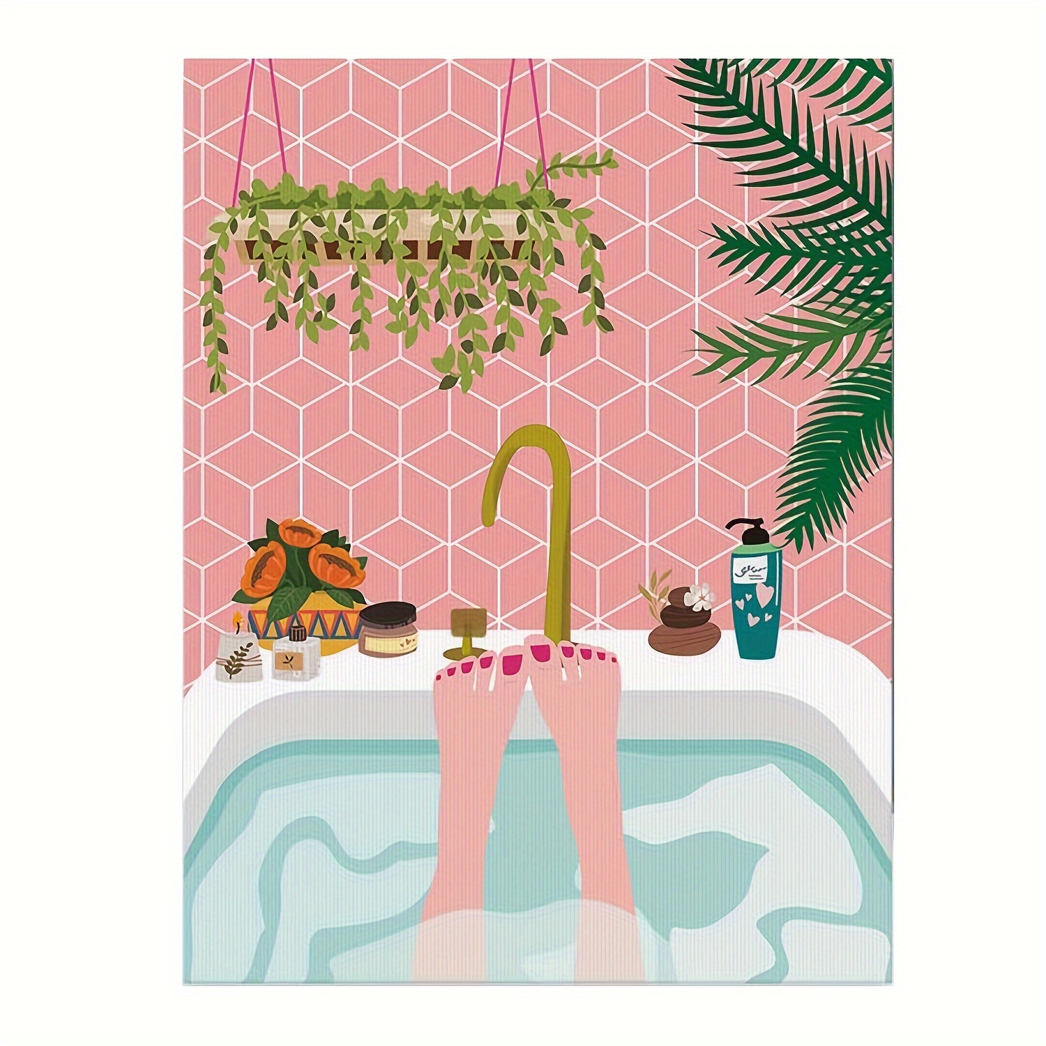 Relax In The Bath Canvas Poster Painting Bathroom Wall Art - Temu Australia