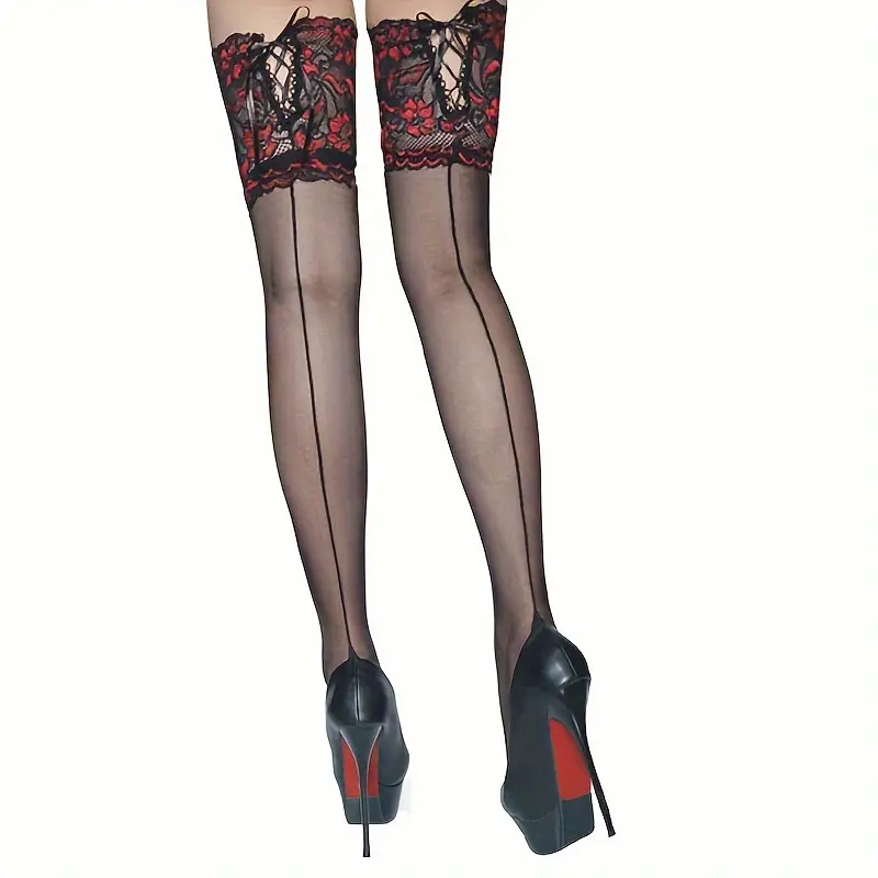 Lace Trim Thigh High Socks Strappy Knee Socks Womens Temu