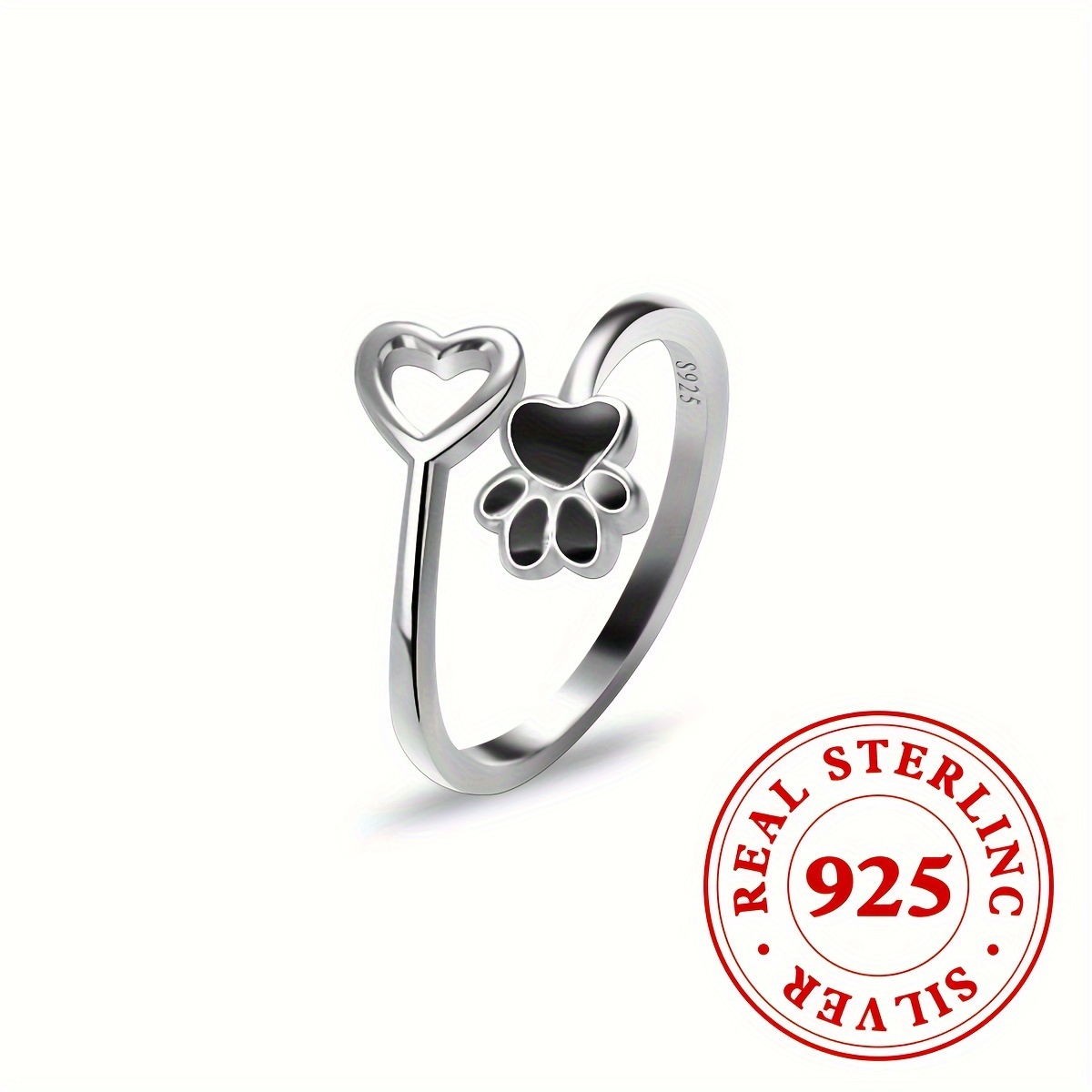 925 Sterling Silver Ring Hypoallergenic Black Enamel Open - Temu United Kingdom