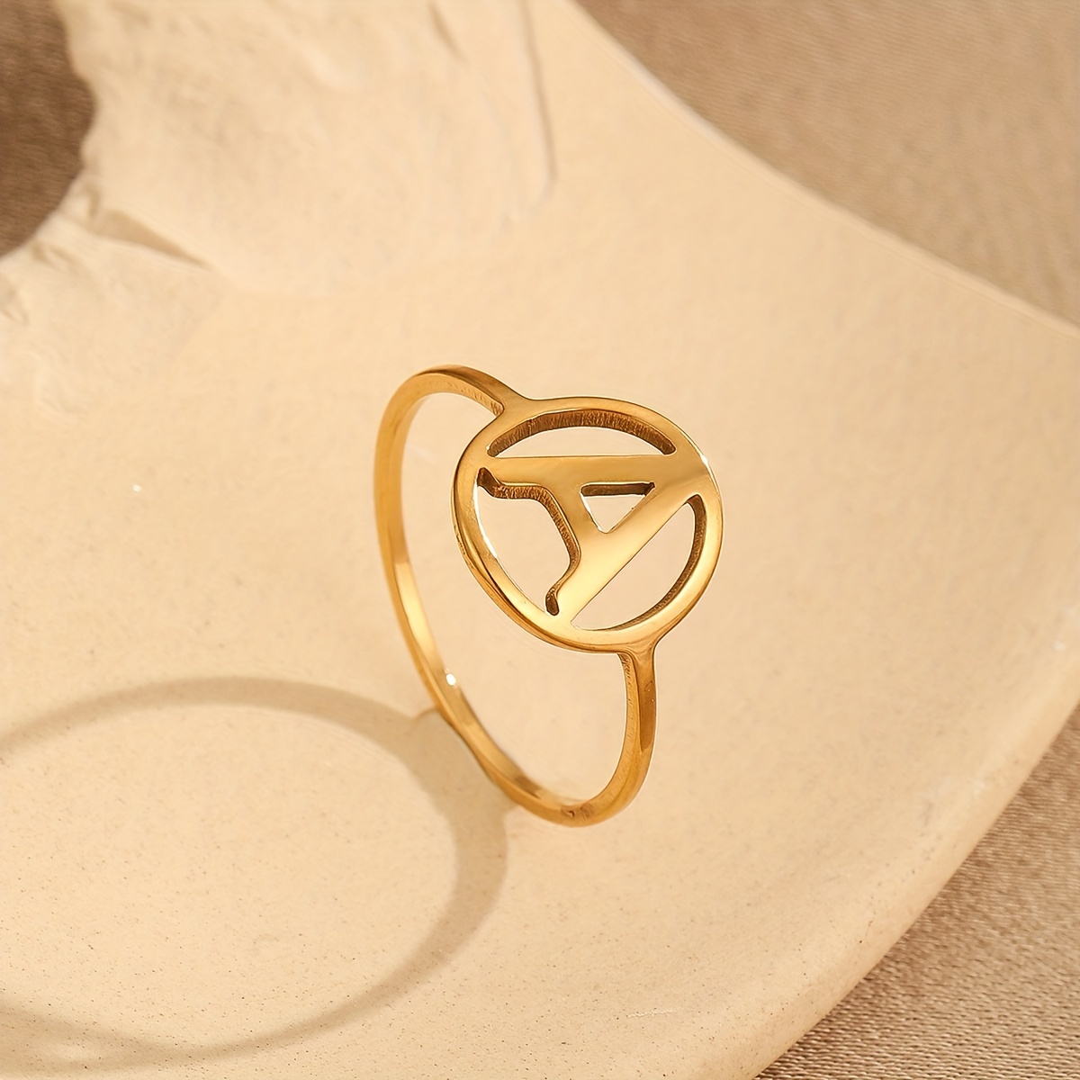 Anillo Hueco Decoración Letras Iniciales Hombres Anillo - Temu Spain