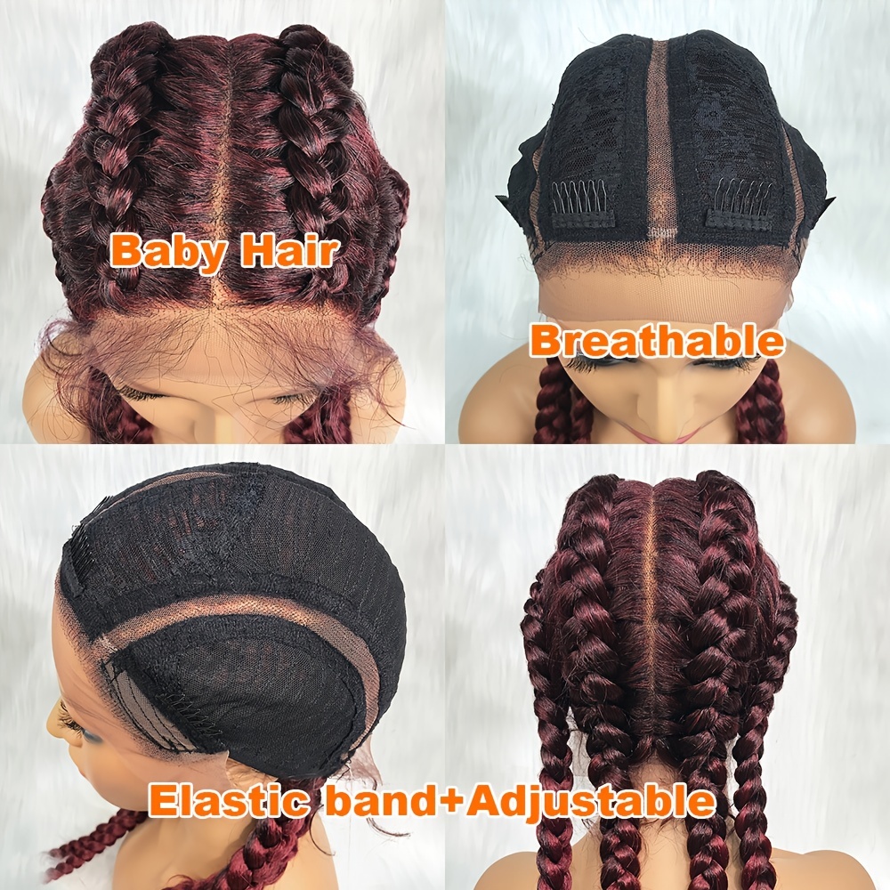 4 Twists Long Box Cornrow Braided Lace Front Wigs Women - Temu