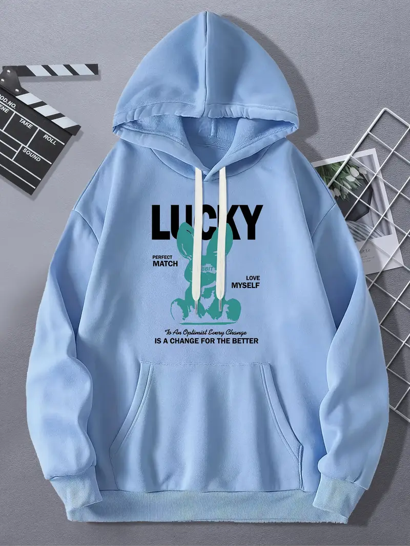 Creative Letter Bunny Pattern Print Hoodie Cool Hoodies Men Temu Canada