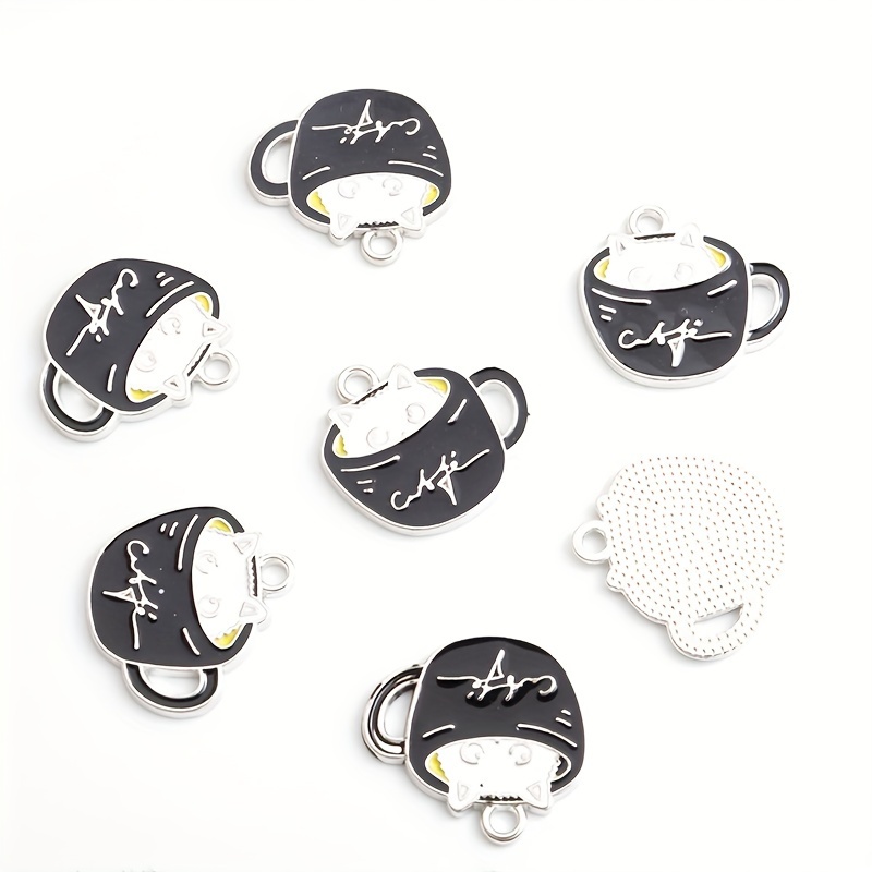 Cute Coffee Cup Cat Enamel Charms Kawaii Teacup Cat Drip Oil - Temu Ireland