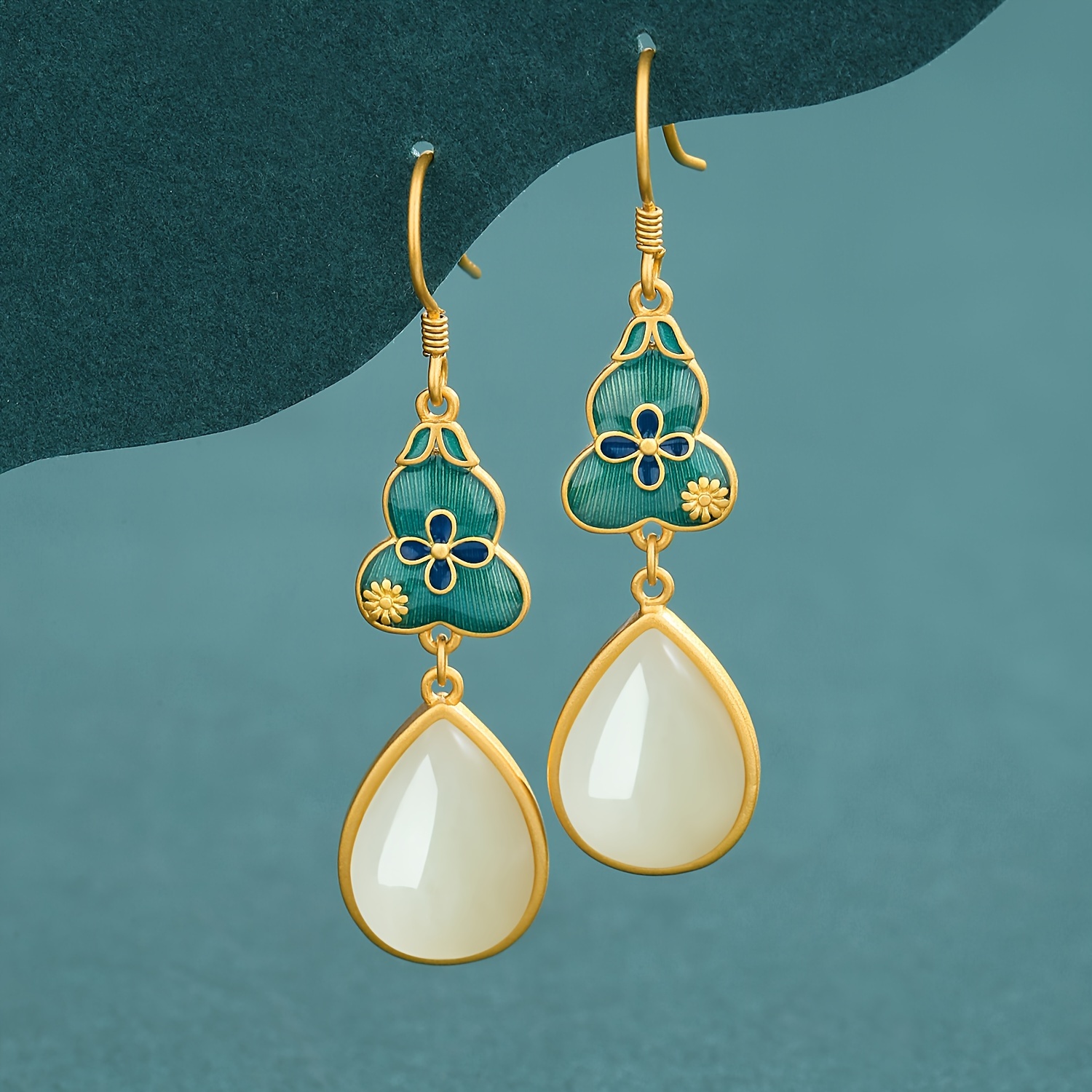 925 Sterling Silver Drop shaped Jade Dangle Earrings - Temu United Kingdom